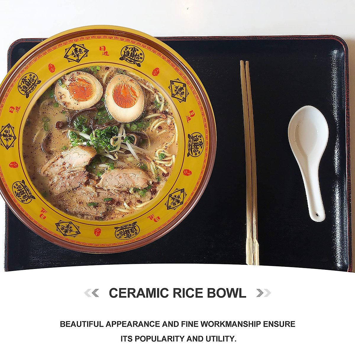 Yardwe Cereal Bowl Camping Dinnerware Bowl Udon Noodle Mala Tang Melamine Camping Eating Utensils Dinner Bowls