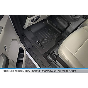 MAXLINER Custom Floor Mats 1st Row Liner Set Black Compatible with 2017-2022 Ford Super Duty SuperCab and Crew Cab with Vinyl Flooring
