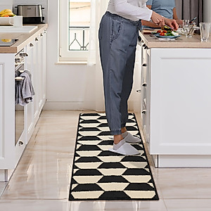 GRANNY SAYS Kitchen Mats for Floor, Kitchen Rugs Non Slip Washable, Runner Rugs for Kitchen Floor, 47" x 17.7", Stain Resistant Comfort Standing Mat Made of 100% Polypropylene, Black