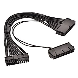 Optimal Shop 24 Pin Main Second Dual PSU ATX Power Supply Motherboard Adapter Cable