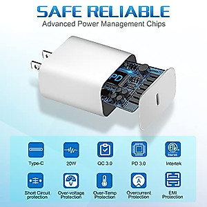 [2-Pack] USB C Wall Charger, OthoKing PD 20W Fast Charging Power Adapter Plug for iPhone 14/13/12/11 Pro Max, Mini, Pro XR, Galaxy, Pixel 4/3, iPad/iPad Mini and More ETL Certificated Charger Adapter