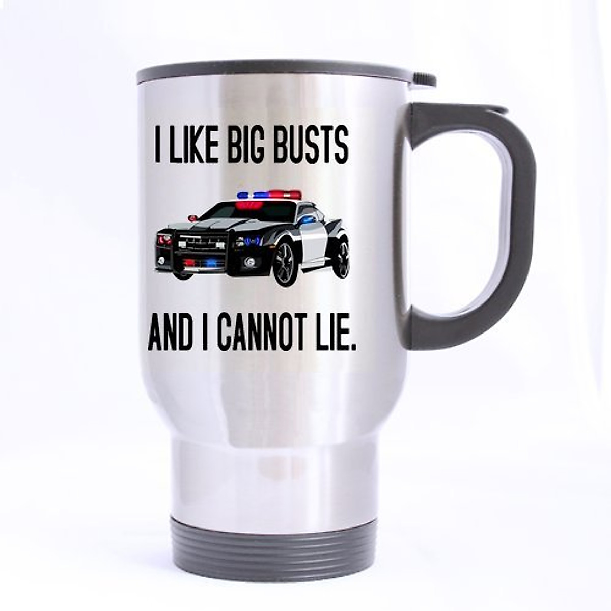 Funny Cops With Camera Mug - I Like Big Busts and I Cannot Lie Mug - 100% Stainless Steel Material Travel Mugs - 14oz