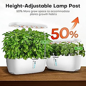 Ahopegarden Indoor Garden Hydroponics Growing System: 12 Pods Plant Germination Kit Herb Garden Kit Growth Lamp Countertop with LED Grow Light Hydrophonic Planter Grower Harvest Vegetable Lettuce