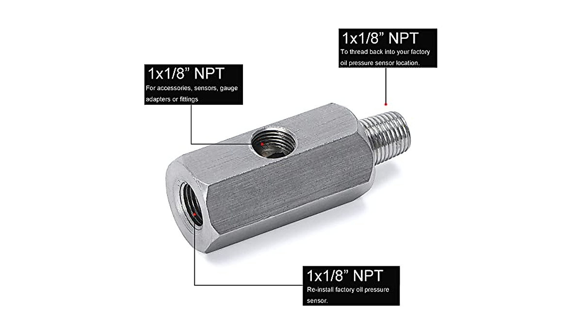 Stainless Steel 1/8'' BSPT Oil Pressure Sensor Adapter