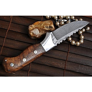 Perkin Knives - Handmade Damascus Hunting Knife - Beautiful Camping Knife - Full Tang