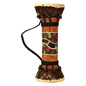 G6 COLLECTION 11.5" Exotic Wooden Hand Carved Double Sided Drum Djembe Home Decor Gift Wood Decoration Handcrafted Accent Decorative Drum Djembe