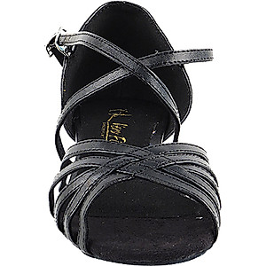 Women's Ballroom Dance Shoes Salsa Latin Practice Dance Shoes Black PU 1670FTEB Comfortable - Very Fine 1" Heel 7 M US [Bundle of 5]