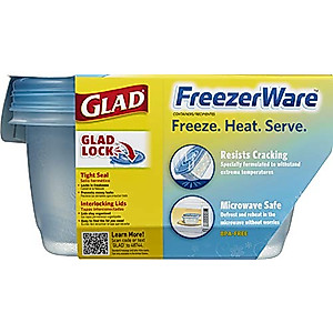 Gladware Freezerware Food Storage Containers, Large | Rectangle Food Storage Containers for Everyday Use | Food Containers Safe for Freezer, Hold up to 64 Ounces of Food, 2 Count Set,Blue