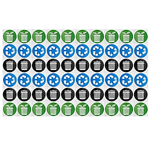60Pcs Recycle Sticker Compost Sticker Reusable Easy to Tear and Stick Large Patterns Trash Sticker for Waste Box Recycling Station Wall Trash Can
