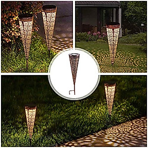 Mezone Solar Pathway Lights 2 Pack,Solar Powered LED Low Voltage Landscape Path Lights Garden Stake Lights Outdoor Dcorative Solar Lights In-Ground LED Light