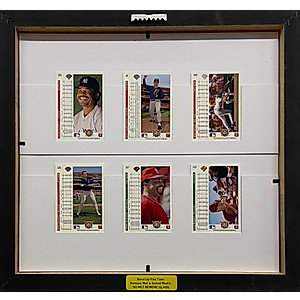 Trading Card Display Frame for 6 Cards- Black (White Trim) Mat and Black Frame