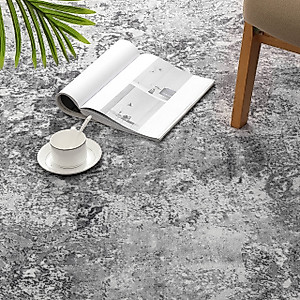 Area Rug Living Room Rugs: 5x7 Indoor Abstract Soft Fluffy Pile Large Carpet with Low Shaggy for Bedroom Dining Room Home Office Decor Under Kitchen Table Washable - Retro Gray