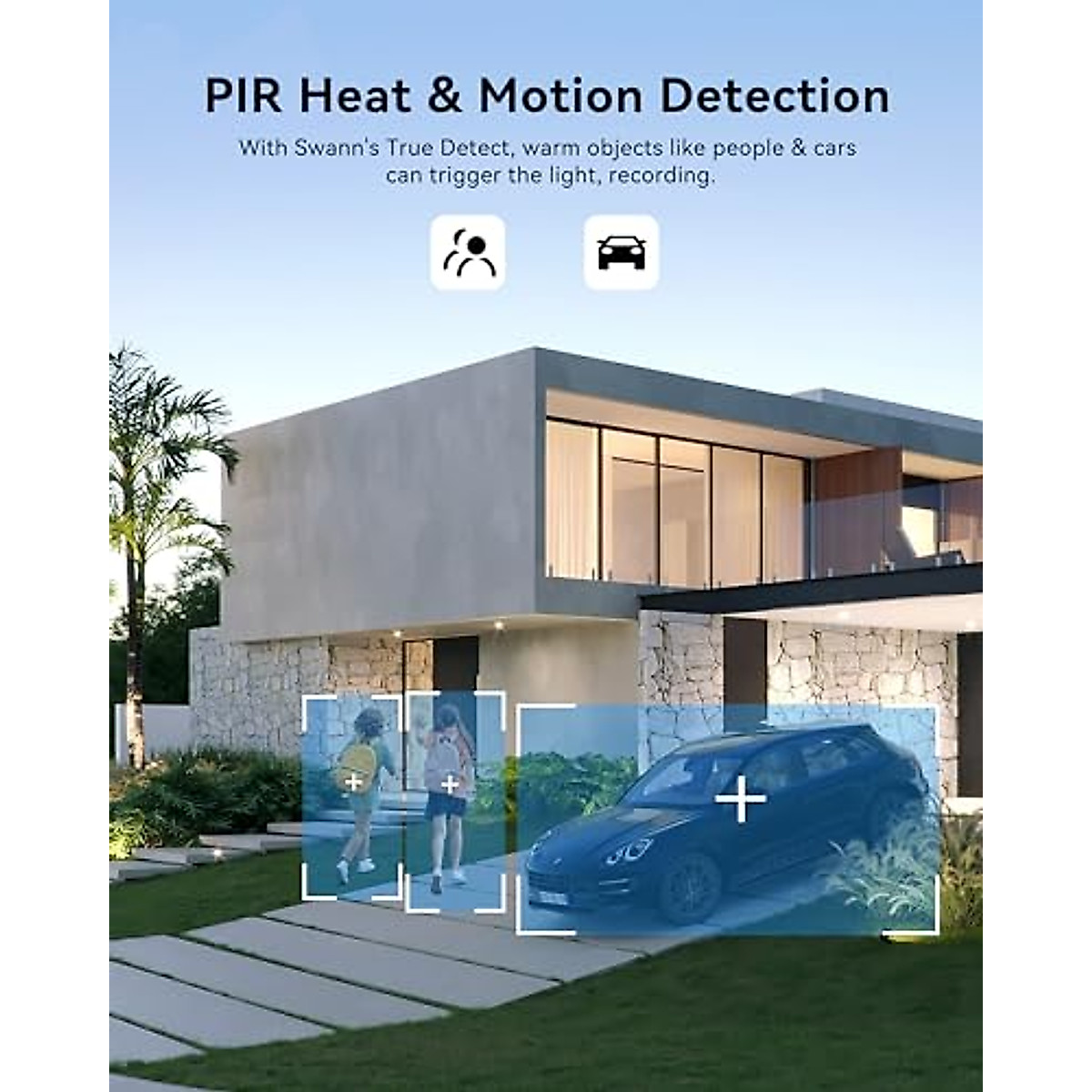 Swann 4K Master Security Camera System, 8pcs PoE Bullet Cameras, 8CH Cat5e Wired NVR System with 2TB HDD, Sensor Spotlights, Color Night Vision, 24/7 Home Surveillance, True Detect, Indoor/Outdoor