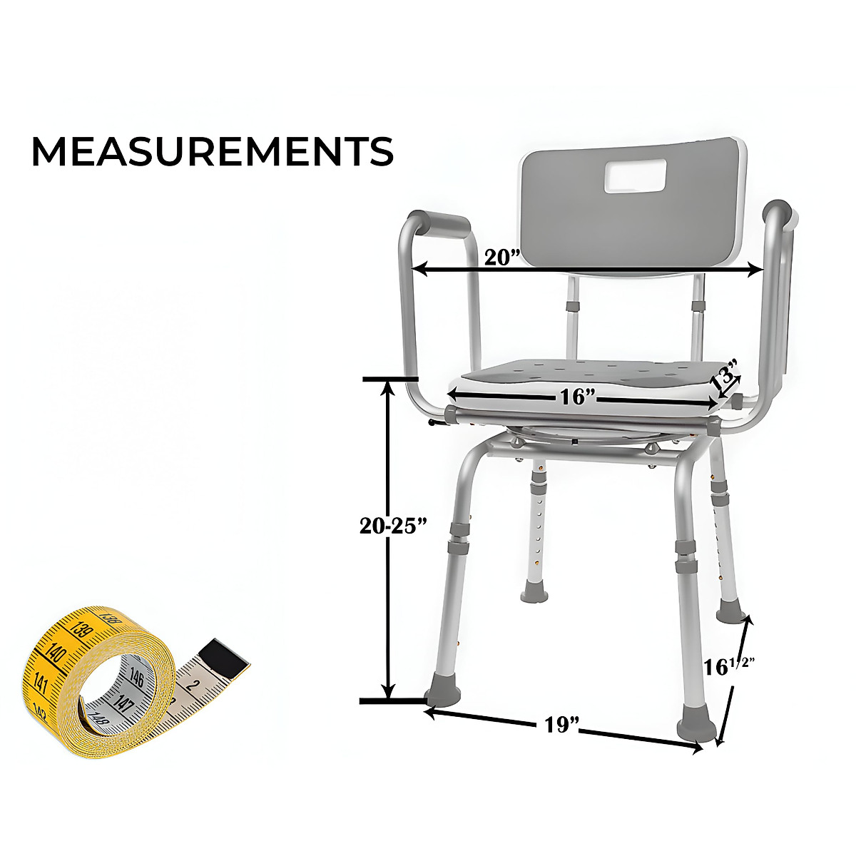 MOBB Premium Bathroom Swivel Shower Chair Bath Bench with Back, 360 Degree Swivel Seat with Locking Mechanism