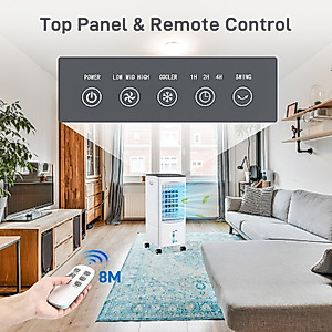 Portable Air Conditioners, 1.45 Gal Evaporative Air Cooler, Portable AC Cooling Fan w/ 3 Spds & Cooling Mode & Timer, Swamp Cooler w/Remote, Windowless Air Conditioner Portable for Room Home