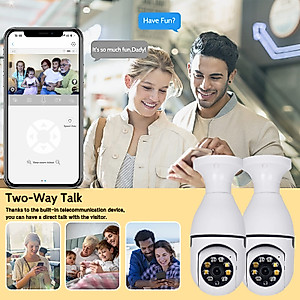 ORLMA Light Bulb Security Camera/360 Degree E27 Bulb Security Camera Outdoor Home Surveillance Cameras System with Human Motion Detection and Alarm/Two-Way Audio (White-4pc) 1080p