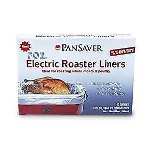 PanSaver 45950 Foil Electric Roaster Liner Pack of 4 - Fits 16-22 Qt Roasters - up to 400 Degrees