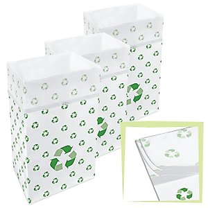 Clean Cubes 30 Gallon Multi-Liner Disposable Trash Cans (3-Pack). Reusable Garbage and Recycling Bins for Parties, Events, and More (Recycle Pattern - 30” Height x 17” Width x 14” Depth) (Recycle)