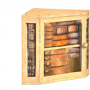 RYLTKISS Corner Bread Box–Extra Large Bread Box for Bread Storage-Durable Bamboo Wood Bread Box for Kitchen Countertop-Double Bread Container with Adjustable Height, Modern Bread Box Easy To Assemble