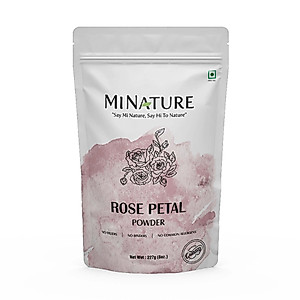 Rose petal powder by mi nature | 227 g (8 oz) (0.5 lb) | 100% Natural and Pure | Skin care | Chemical free | No added colours, no preservatives
