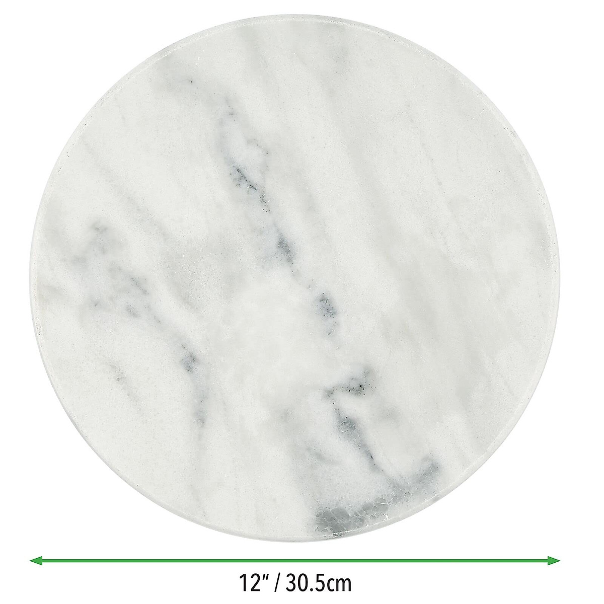 mDesign Large Round Slab Stone Kitchen Countertop Pastry Cutting Board, Serving Tray for Bread, Breakfast, Snacks, Cheese, Pizza, Appetizers - Use for Chopping, Cooking, Baking, Cooling - Marble