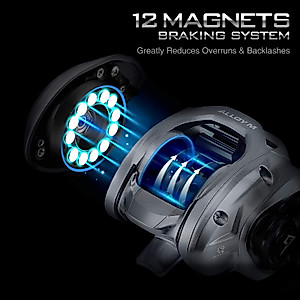 Piscifun Alloy M Baitcasting Fishing Reel, Aluminum Frame Baitcaster Reel, 22Lbs Max Drag 8.4:1 Gear Ratio Low Profile Fishing Reel, Saltwater/Freshwater Casting Reel (Left Handed)