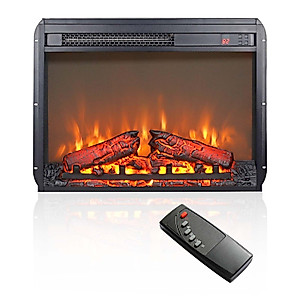 23" Electric Fireplace Insert, TV Stand Cabinet Recessed Fireplace Heater with Remote & Panel Control, 4 Flame Brightness, 8H Timer, Overheating Protection, 1400W Faux Fireplace for Home (23 inch)