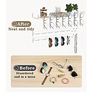 MoKo 3 Pack Acrylic Sunglass Organizer Wall Mount, Clear Sunglass Display Case Storage Hanging Holder for Entryway Living Room Bedroom, Clear