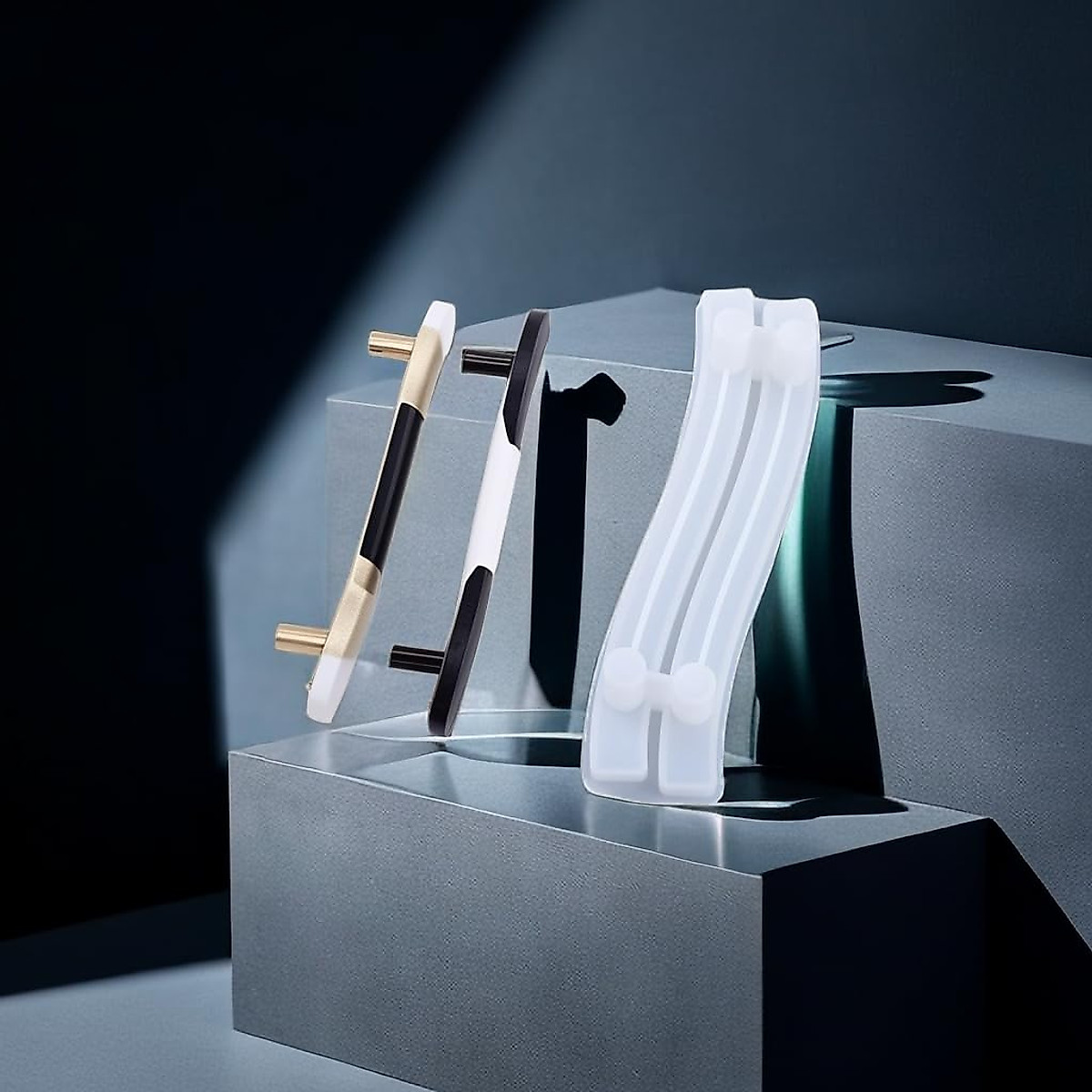 4pcs Large Silicone Tray Molds with Handles Molds Irregular Round Tray Resin Mold 14 Inches Irregular Geode Tray Plates Mold Handles Silicone Molds for Resin Casting (4 Tray Mold + 4 Handle Mold)