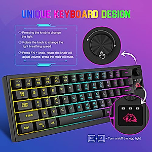 Wireless Gaming Keyboard and Mouse Combo,12 RGB Backlit with Rotary Knob,Long-Lasting Rechargeable Battery 4000mAh,N-Key Rollover,Quick and Quiet Typing Keyboard and Mouse for PC PS4 PS5(Black)