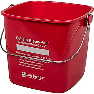 San Jamar KP196KCRD Kleen-Pail Commercial Cleaning Bucket, 6 Quart, Red