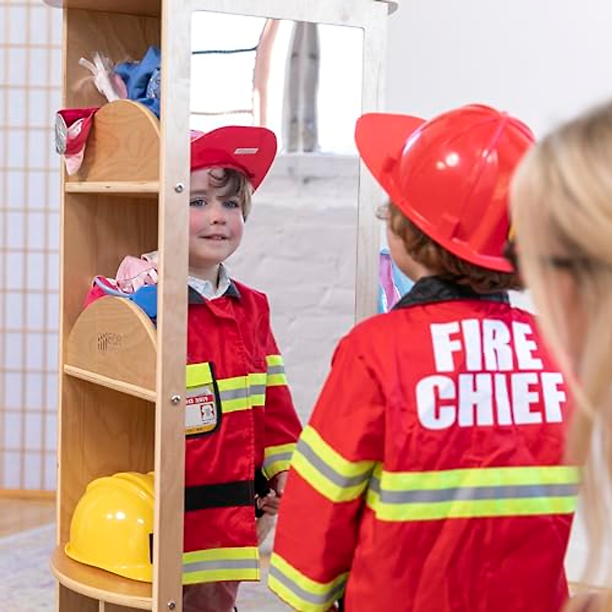 ECR4Kids Rotating Dress-Up Carousel, Costume Organizer, Natural