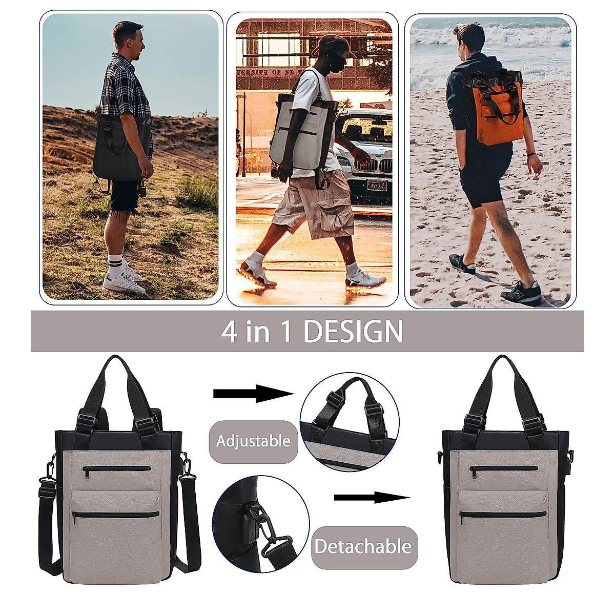 BASICPOWER Backpack Purse for Women Convertible Laptop Tote Work Bag Nurse Teacher Bag for Travel