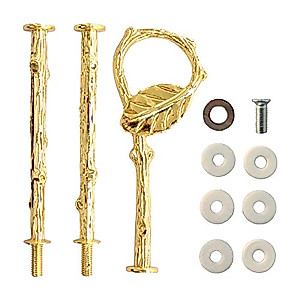 Happy Will 3 Tier 14" Heavy Metal Cake Stand Holder Fruit Plate Stand Fitting Hardware Rod with Stylus (Golden_Leaves)