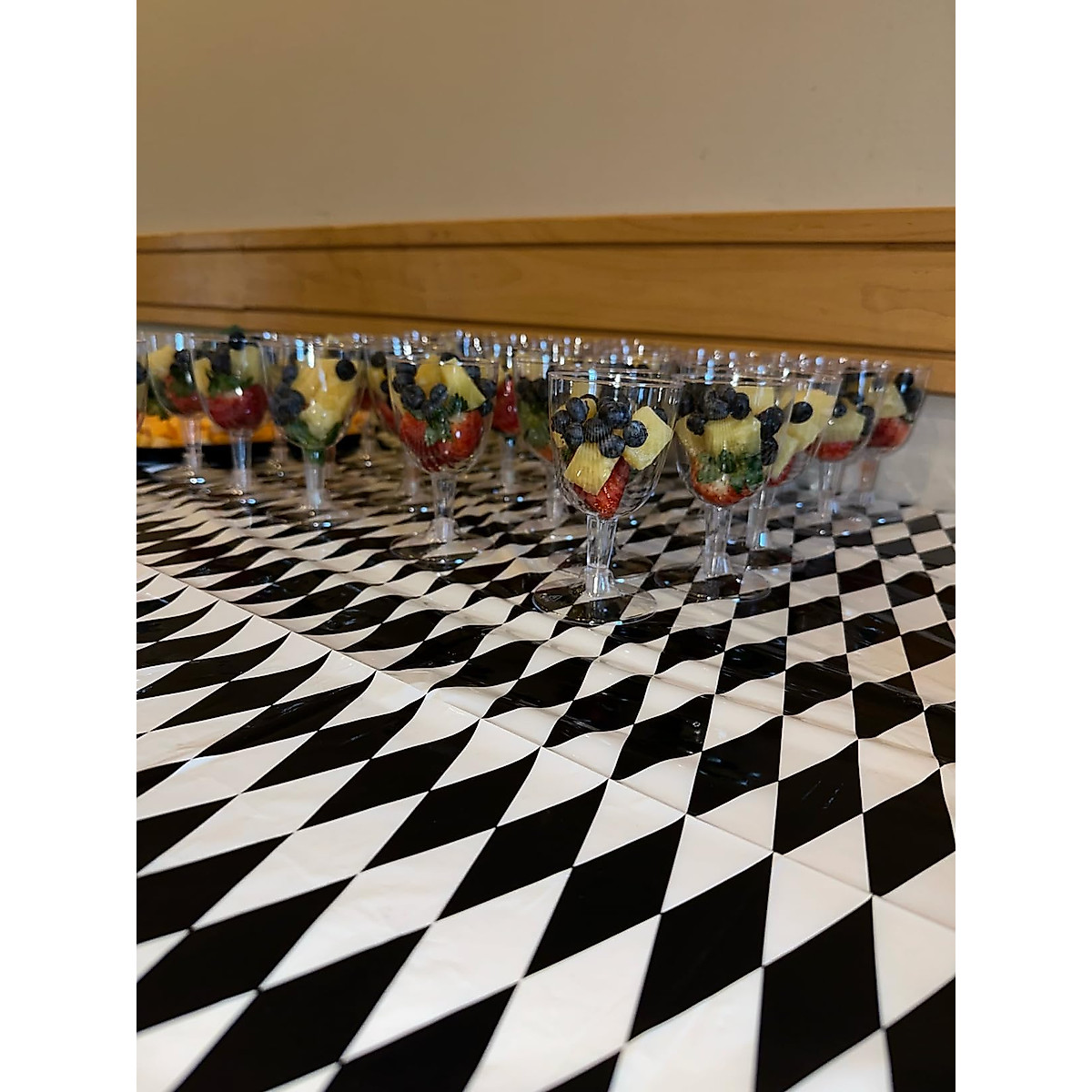 3pcs Black White Checkered Tablecloths, Rectangle Plastic Gingham Table Cover 54x108in for Halloween Harlequin Collection Wonderland Party Tea Party Supplies for Camping Picnic Wedding Birthday Party