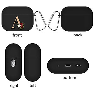 Custom Monogram Airpods Case with Keychain - for AirPods 1/2 / 3 / Pro/Pro 2 - Shockproof Silicone Initials Airpods Case, Gift for her, Women's Unique Personalized Floral Flower Airpod Case Cover