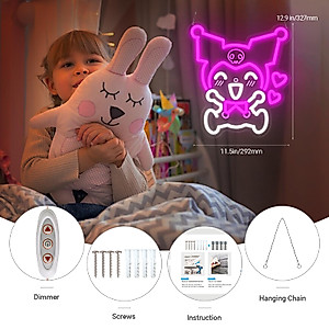 Japanese Anime Neon Light Kuromi Neon Sign, 3D Art LED Sign Kuromi Heart Kawaii LED Light, Purple Kuromi Wall Light Bedroom Game Room Decor, Cartoon Anime Night Lamp Gift for Kids - 13"