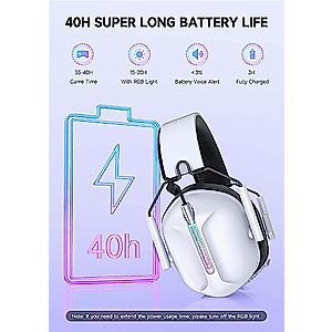 Gvyugke Captain 500 Wireless Gaming Headset, 2.4GHz USB Wireless Headset with Microphone for PS4/PS5/PC/Switch, Bluetooth 5.2 Gaming Headphones with 40H Battery, RGB Light, Ergonomic Design（White）