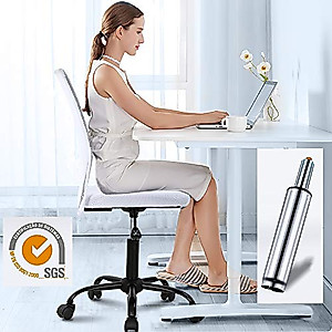 BestShop Home Office Chair Computer Chair Mid Back Mesh Chair, Desk Chair Height Adjustable Modern Task Chair No Armrest Rolling Swivel Chair Student Office Chair with Wheels,White