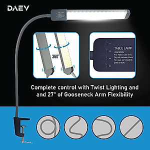 Desk Lamp for Nail Professionals – DAEV 27” Gooseneck Arm Nail Lamp for Desk, Bright Workbench Light, Hobby Light, Architect Lamp – 120 LEDs of Flicker-Free Daytime Light