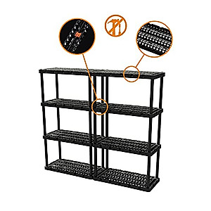 Gracious Living 4 Shelf Fixed Height Ventilated Heavy Duty Storage Unit 18 x 36 x 54 Organizer System for Home, Garage, Basement, and Laundry, Black