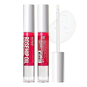 Kiss New York 3 PACK Lip Oil Gloss, Hydrating Non-Sticky Lip Oil, 100% Natural Oil Clear Lip Gloss, Lightweight Lip Moisturizer (Rosegold & Rosehip & Mango Butter)