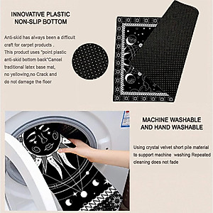 EDGZKO Sun and Moon Rug for Bedroom: 3x5 Moon Phase Rugs Boho Black and White Celestial Rug Witchy Area Rug for Dorm Living Room Kitchen Lunar Tarot Astrology Floor Mat Carpet