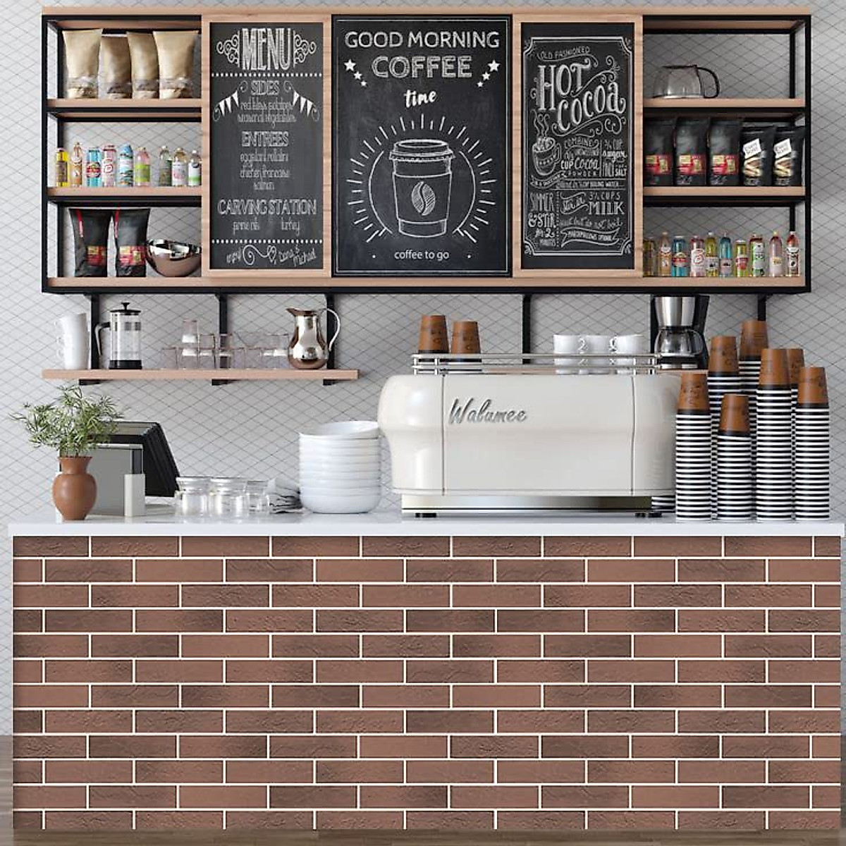 TORURAL 100 Vintage Brown/Red Faux Brick Wall Tiles, 3D Thin Brick Veneers for Bedroom, Bathroom, Kitchen, Fireplace and Fence Wall Panels (14.2 sq ft)