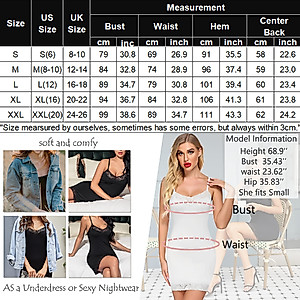 Avidlove Women's Chemise Nightgown Sleepwear Lace Lounge Dress Spin Slip, Small, White