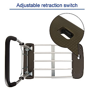 LEADALLWAY Platform Cart Foldable Push Cart Aluminum Adjustable Length Flatbed Cart with Polyurethane Mute Wheel,330-LB Capacity(with 2 Ropes)