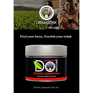 DoMatcha - Organic Ceremonial Green Tea Matcha Powder, Natural Source of Antioxidants, Caffeine, and L-Theanine, Promotes Focus and Relaxation, Kosher, 75 Servings (2.82 oz)