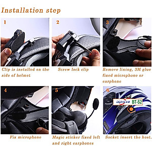 Dgakcvb Motorcycle Helmet Bluetooth Headset, BT-S2 1000m Helmet Bluetooth Intercom Up to 3 Riders Universal Communication System Headphones for Ski/ATV/Dirt Bike/Racing/Climbing(Dual)