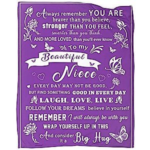 Niece Blanket Gifts, to My Niece Throw Blanket, Birthday Gifts for Nieces from Uncle Auntie, Beautiful Niece Blanket 60"x50"Ultra-Soft Micro Fleece Blankets for Bed
