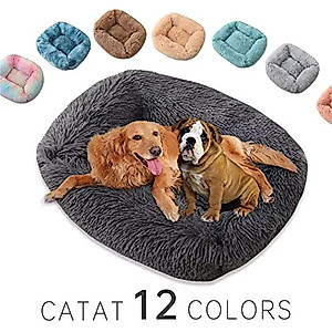 Durable Comfortable Natural Cat Dog Beds for Pet,Square Plush Dog Cat Thickened Warm Soft Pet Tent Cave Nest Bed Mat Pad Kennel - Hot Pink S